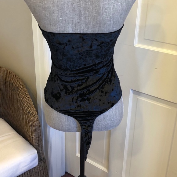 Forever 21 | Tops | Forever 2 Crushed Velvet Black Strapless Bodysuit ...
